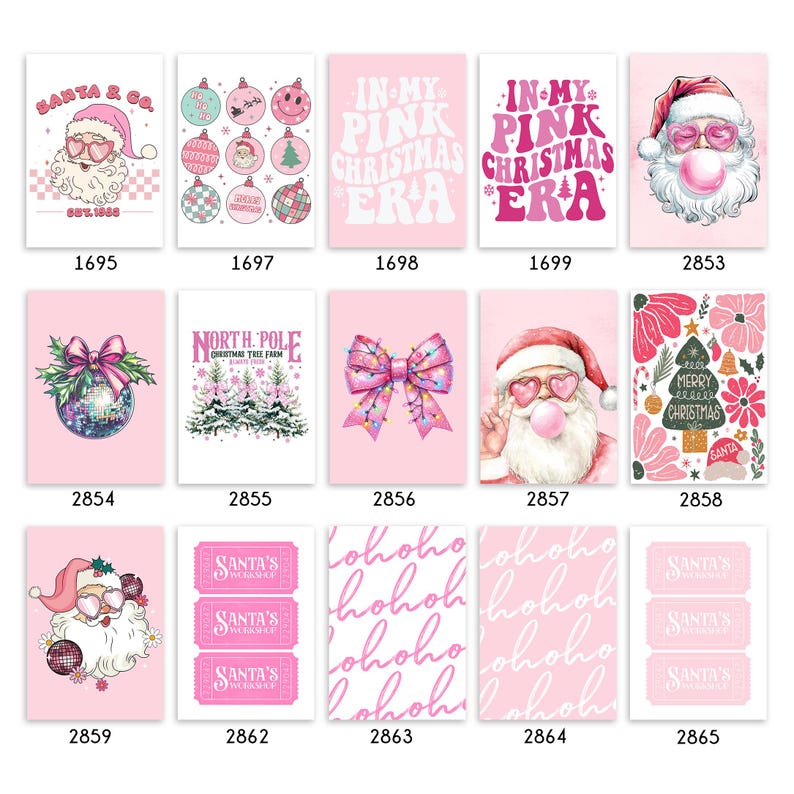 Pink Christmas Prints Wall Art Poster, Vintage Retro Christmas Wall Art ...
