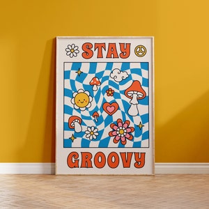 Retro Groovy Print Vintage Retro Wall Art 70s Style Poster Trendy Print ...