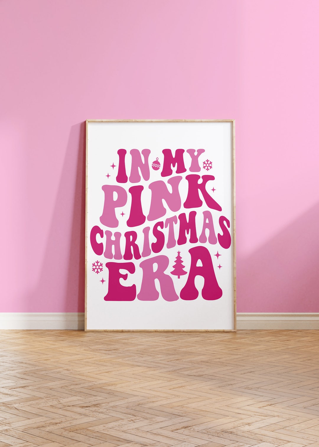 In My Pink Christmas Era Christmas Art Print, Retro Christmas Wall Art ...