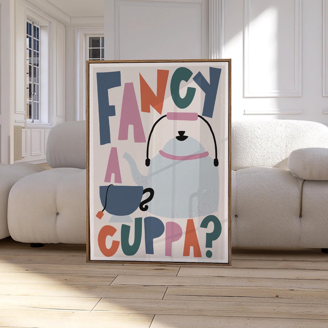 Retro Fancy A Cuppa Kitchen Print, Cute Retro Tea Print, Gift for ...