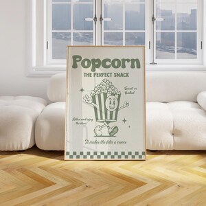 Retro Popcorn Print, Charming Retro Style Popcorn Print, Gift for ...