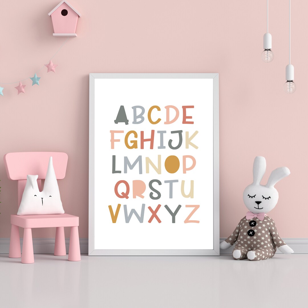 Pastel Alphabet Print, Alphabet Art, Nursery Decor, Nursery Wall Art ...