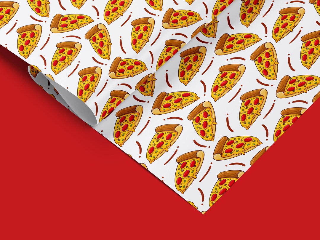 Pizza Wrapping Paper, Holiday Gift Wrap, Fast Food Gift Wrap, Food ...