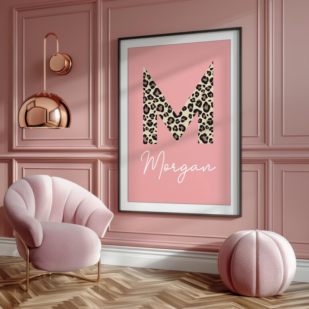 Name and Initial Print - Personalised Pink Leopard Print, Custom Kids ...