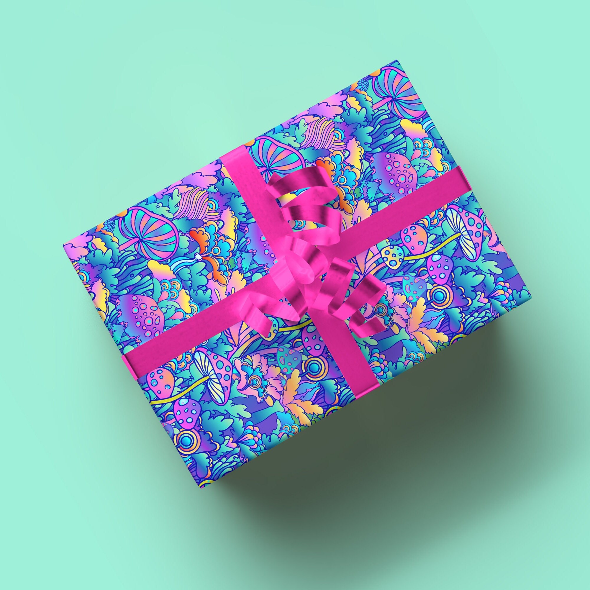 Psychedelic Trippy Mushroom Wrapping Paper, Holiday Gift Wrap, Trippy ...