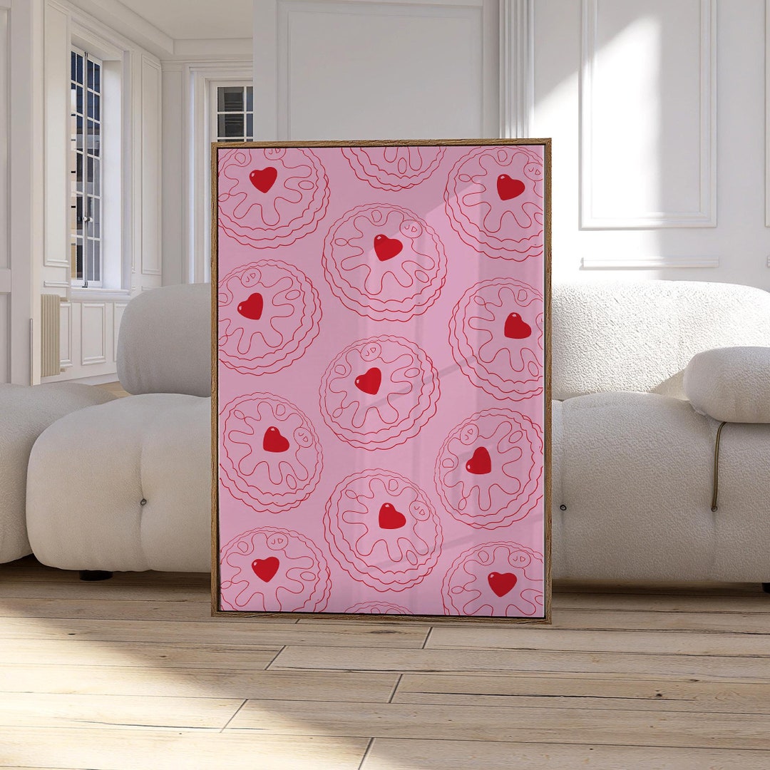 Pink Jammie Dodger Biscuit Wall Art Print, Kitchen Wall Art Poster, Art ...