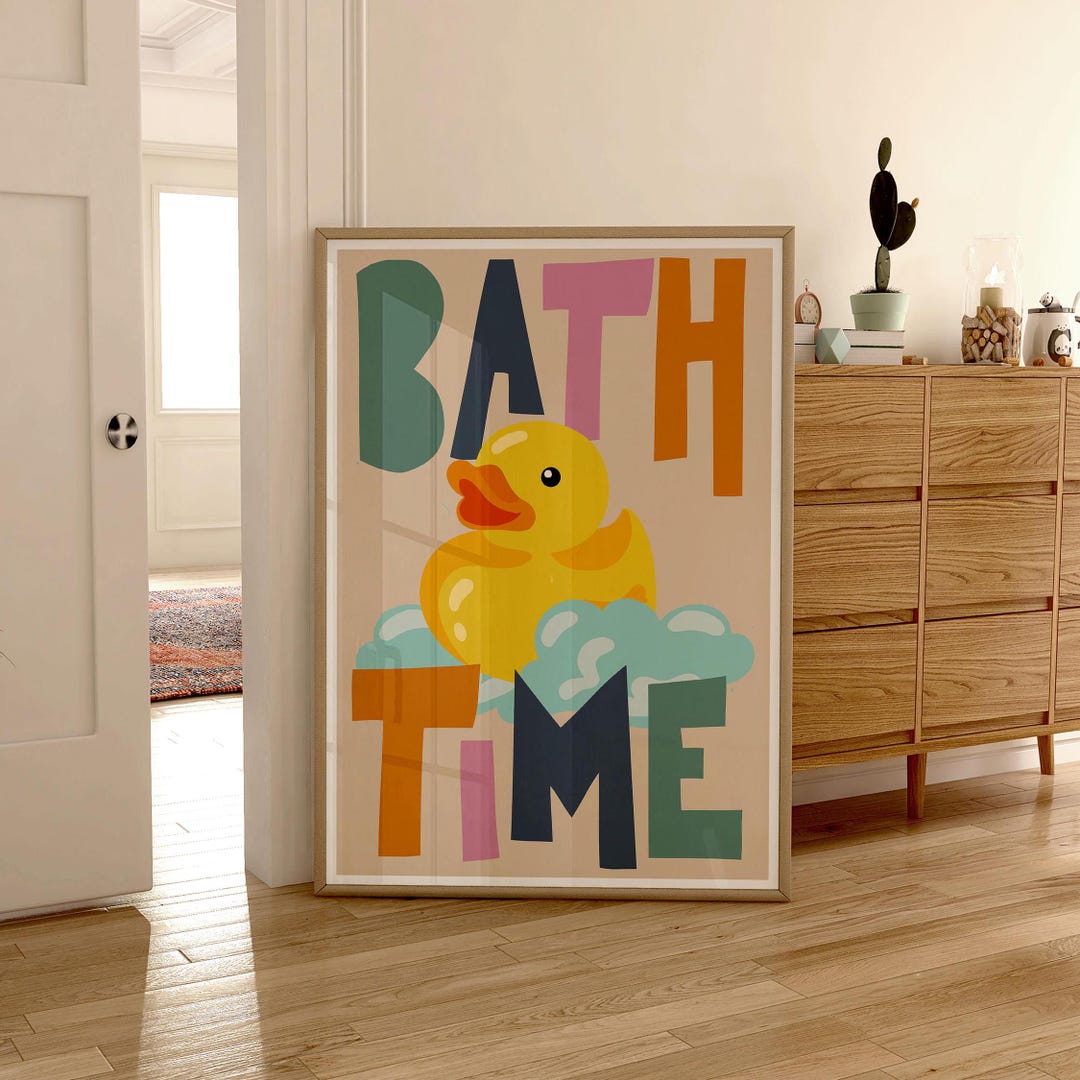 Bath Time Rubber Duck Digital Download, Funny Print, Bathroom Toilet ...