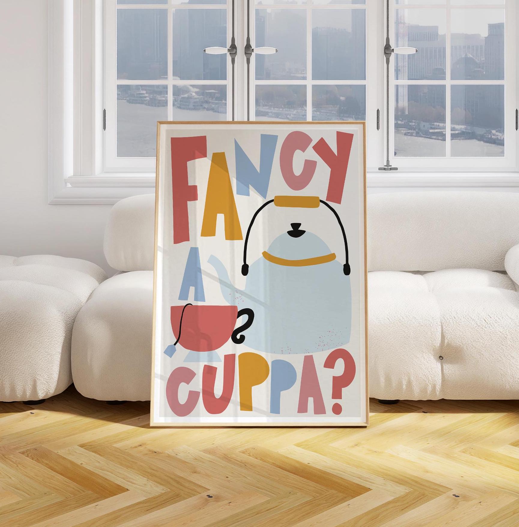 Retro Fancy A Cuppa Kitchen Print, Cute Retro Tea Print, Gift for ...