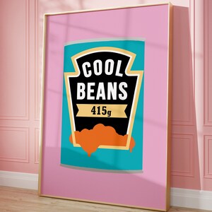 Cool Beans Kitchen Print Design in Pink, Funny Home Wall Art, Home ...