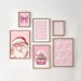 Pink Christmas Prints Wall Art Poster, Vintage Retro Christmas Wall Art ...