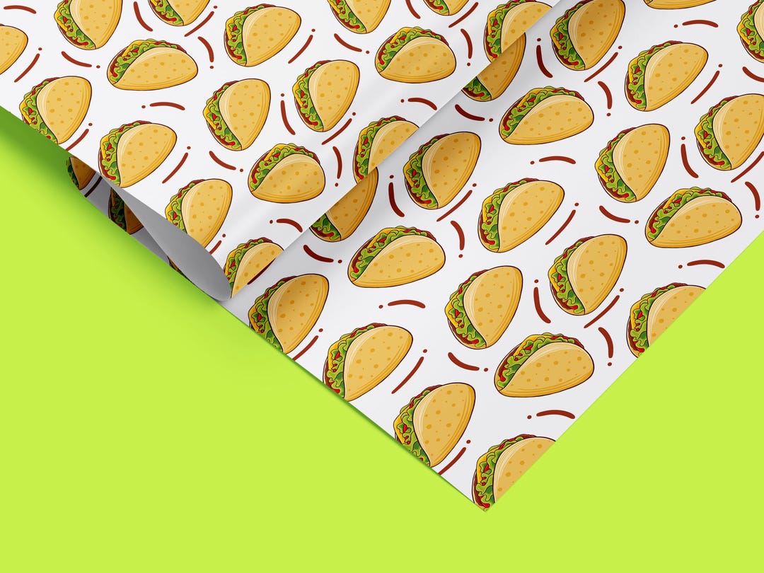 Taco Fast Food Wrapping Paper, Holiday Gift Wrap, Taco Gift Wrap, Food ...