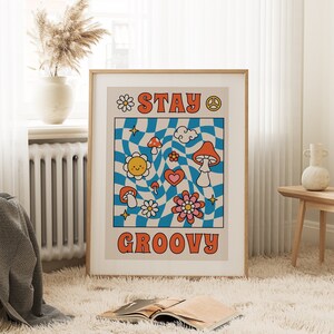 Retro Groovy Print Vintage Retro Wall Art 70s Style Poster Trendy Print ...