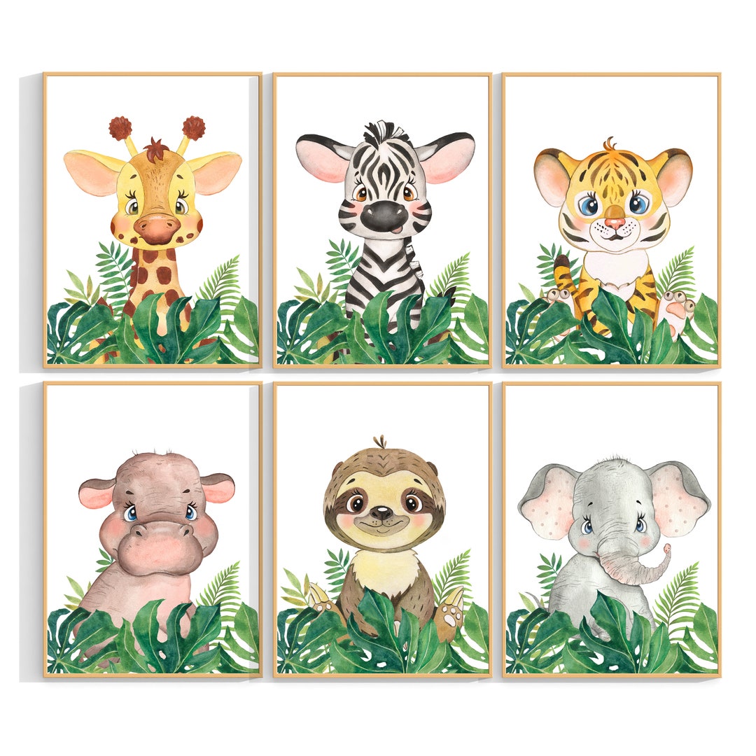 Safari Jungle Animals Nursery Decor, Safari Nursery Prints, Nursery Set ...