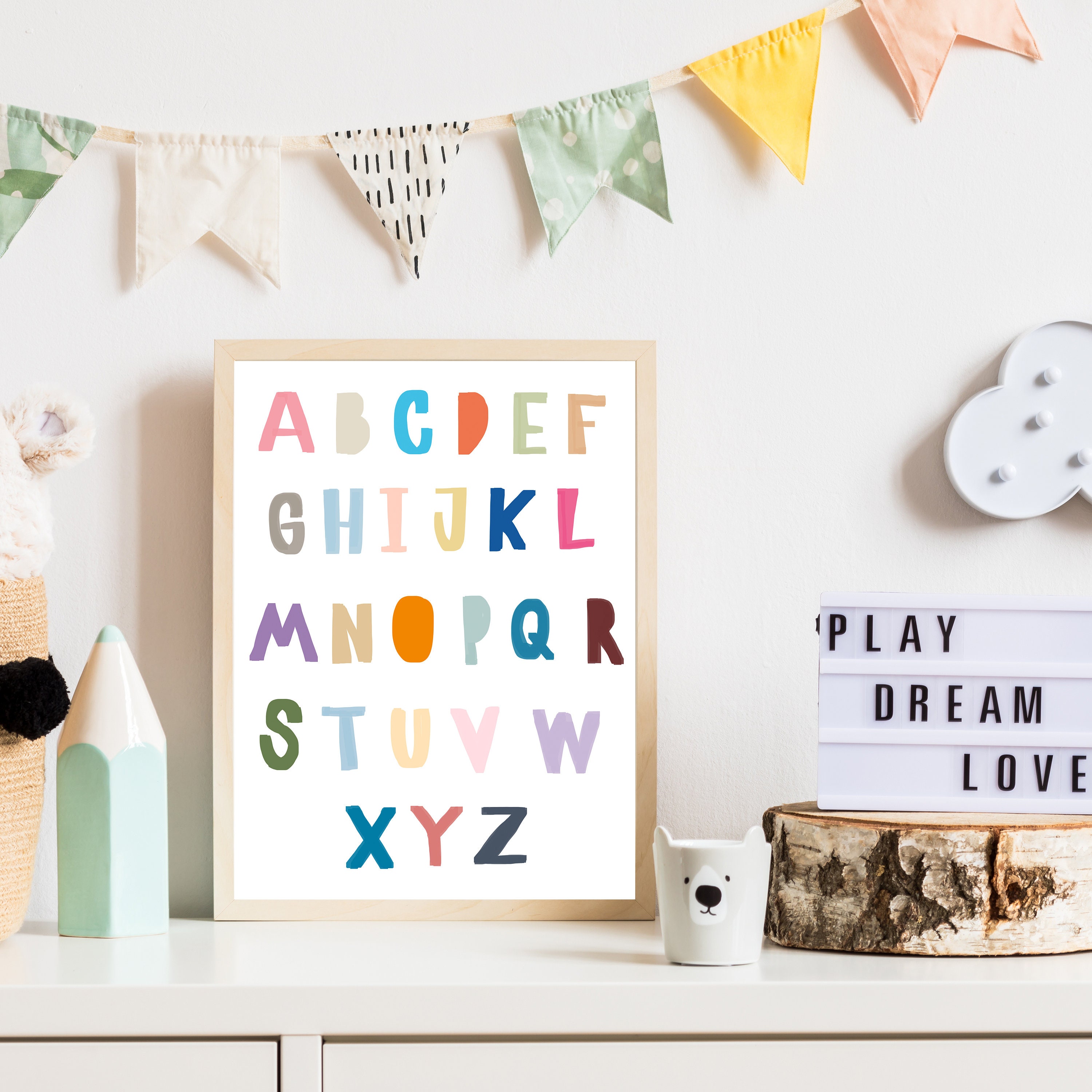 Rainbow Alphabet Print Alphabet Art Nursery Decor Nursery | Etsy