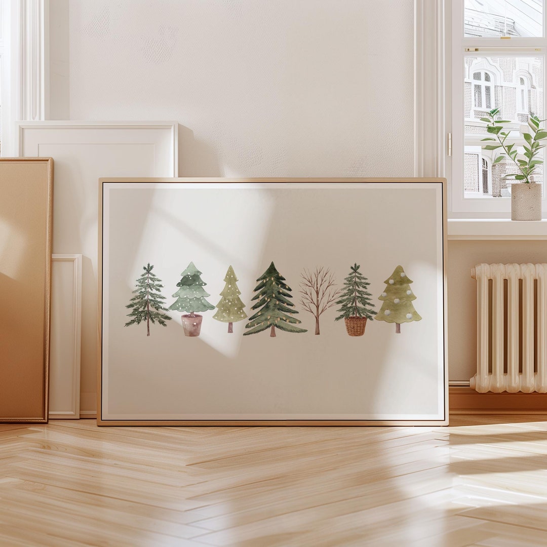 Green Christmas Tree Prints, Simple Christmas Print, Xmas Poster, Wall ...