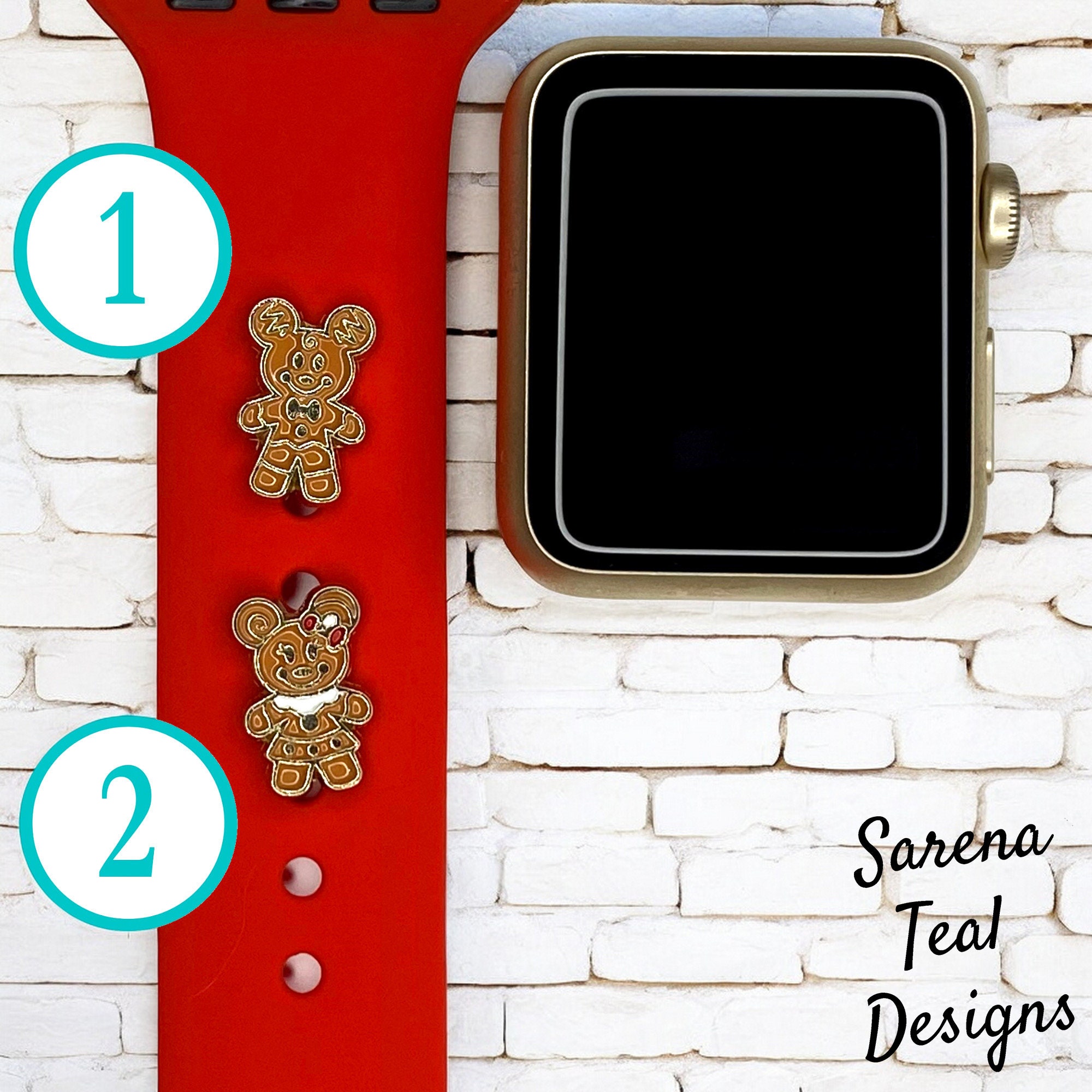 Mickey and Minnie Gingerbread Watch Band Charm, Magic Band, Fitness ...