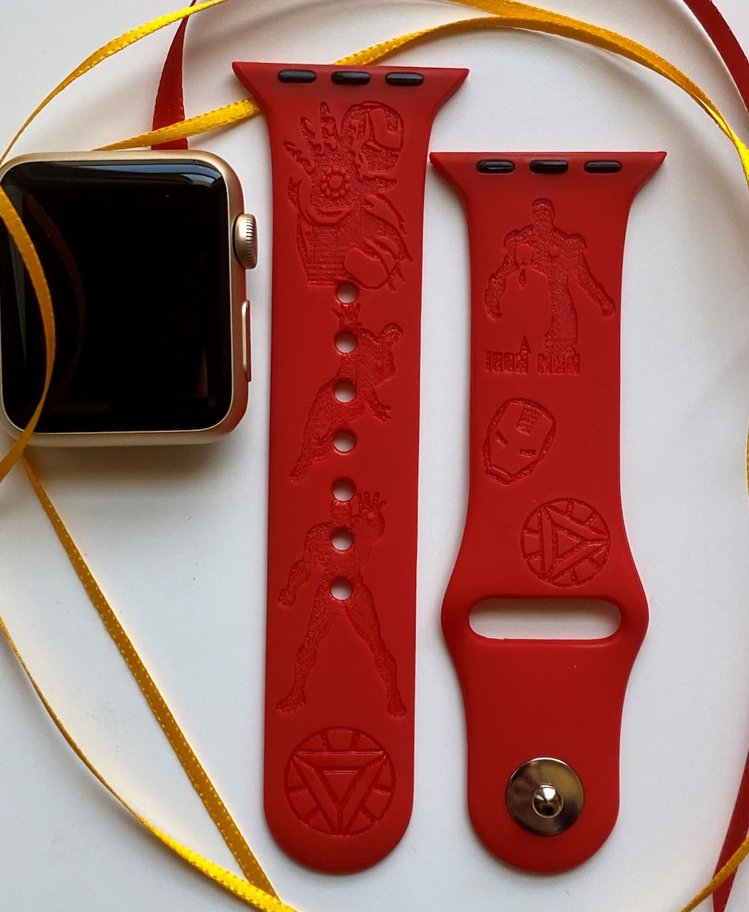 Iron Man Inspired Engraved Apple Watch Band 24 Colors 38mm 40mm 41mm ...