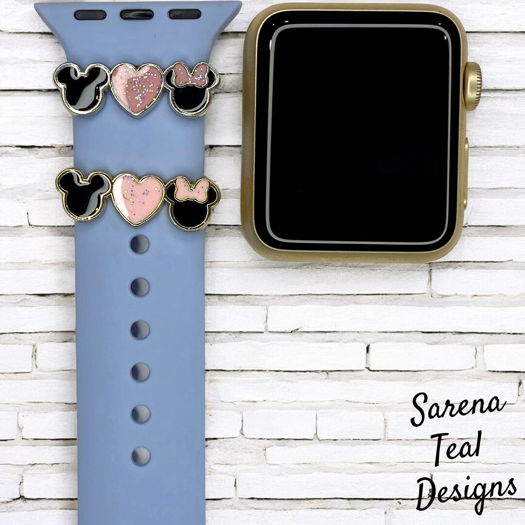 Mickey and Minnie With Heart Watch Band Slider Charm, Magic Band ...