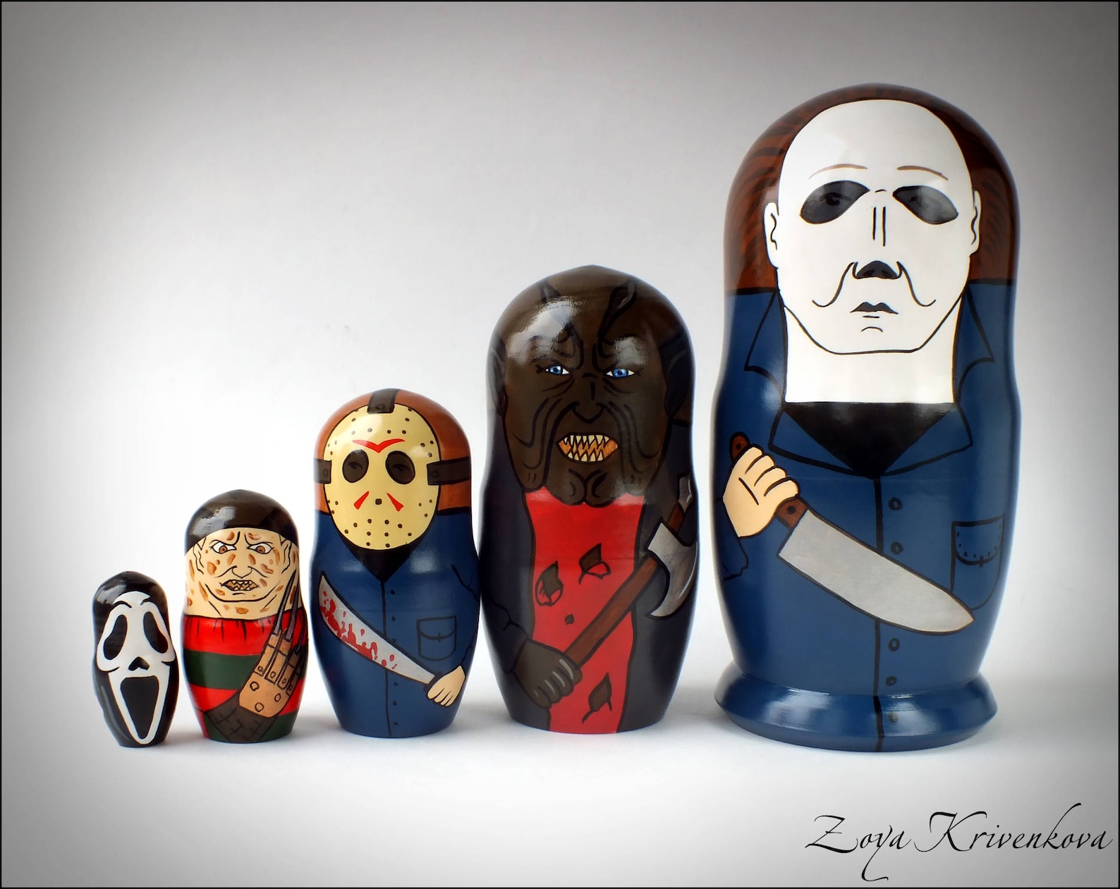 Nesting Doll Horror Movie Villains Matryoshka Halloween 5pcs | Etsy