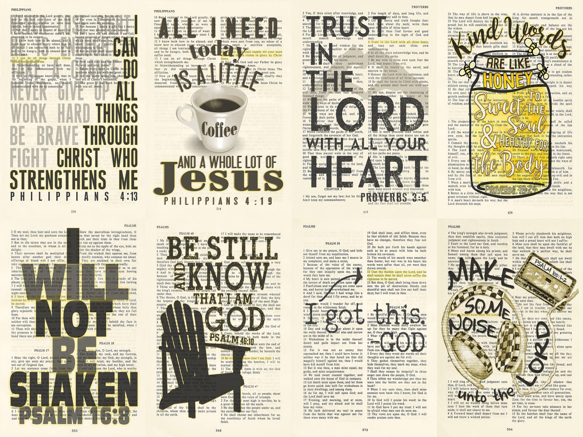 40 Piece Bible Page Verse Collage Kit Christian Gift Teen | Etsy