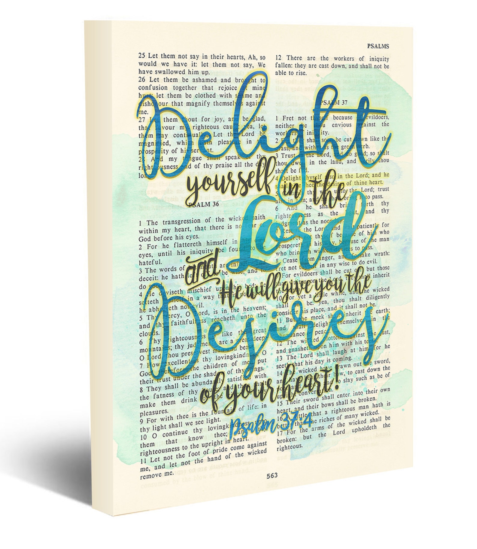 Vintage Bible Page Verse Scripture -delight Yourself in the Lord ...