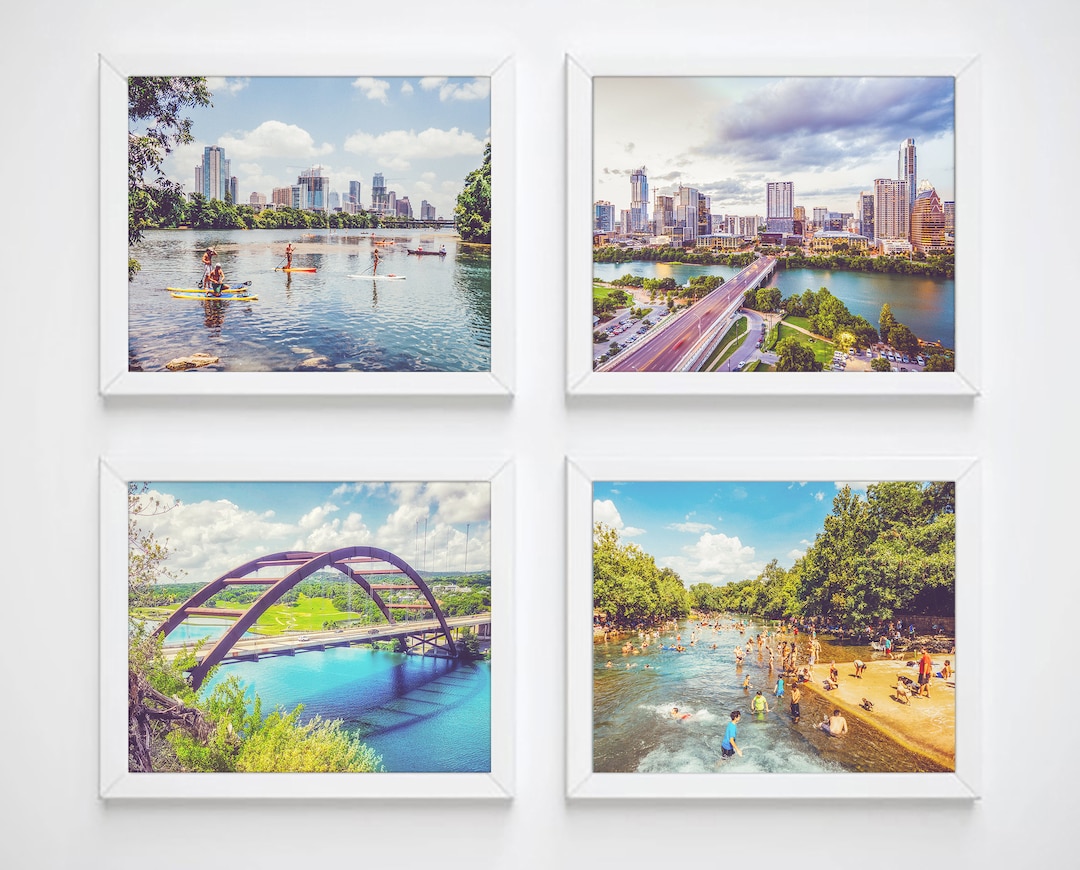 Vintage Austin Texas Photography Prints, Set of 4, UNFRAMED, Downtown ...