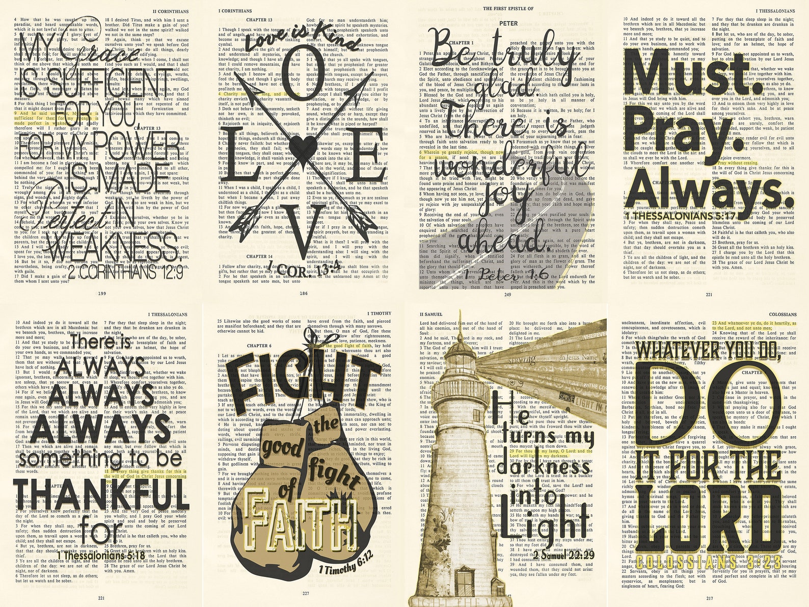 40 Piece Bible Page Verse Collage Kit Christian Gift Teen | Etsy