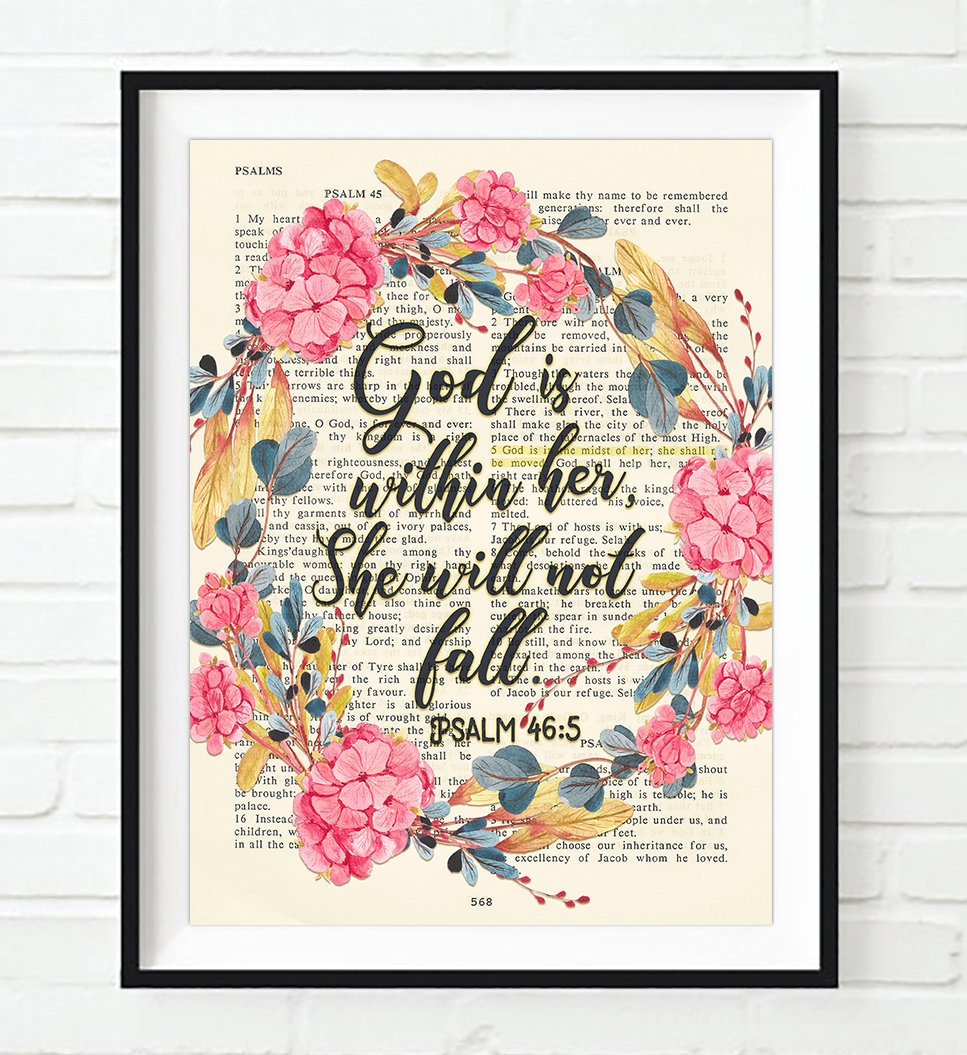 Vintage Bible Page Verse Scripture god is Within Her She - Etsy