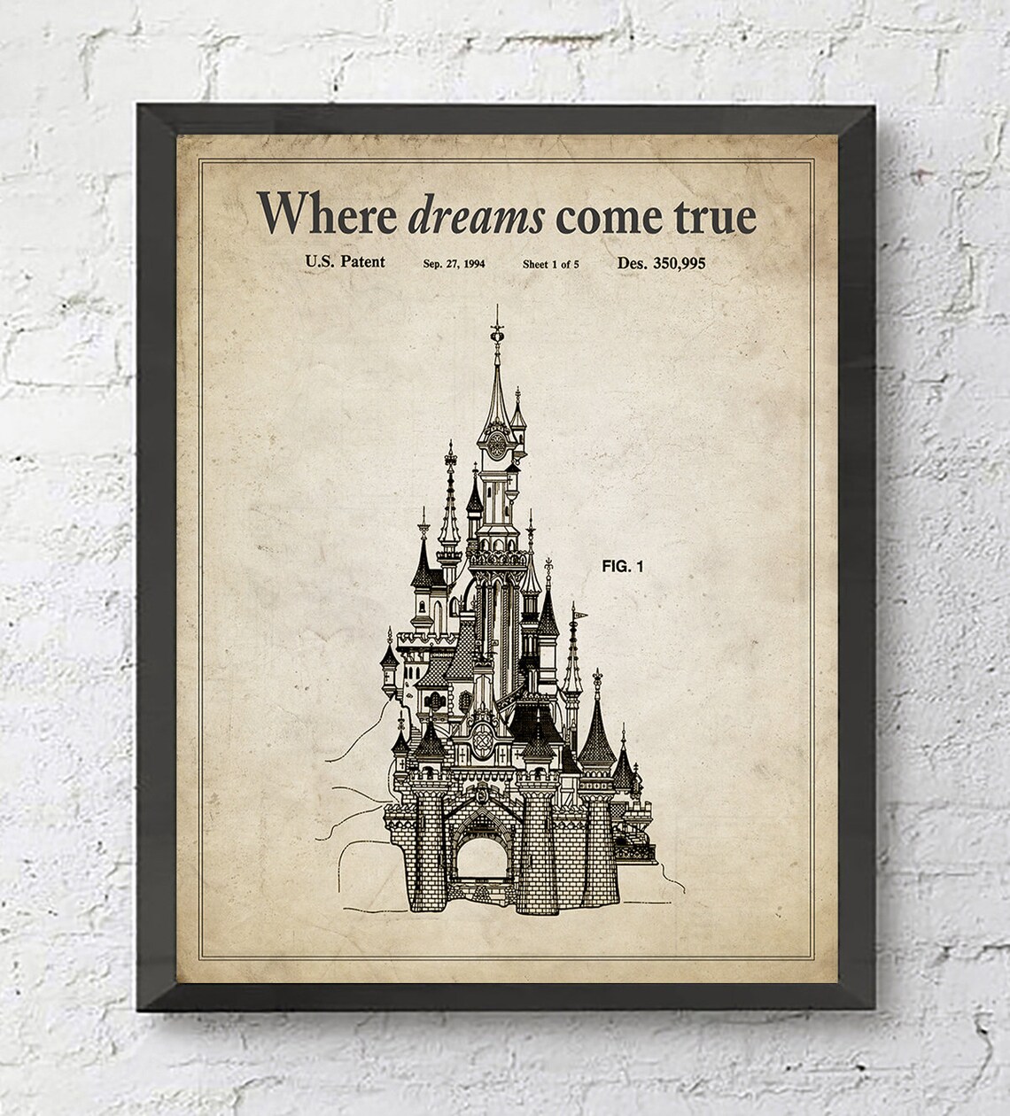 Disney Themed Patent Art Prints With Slogans, Set of 4,UNFRAMED, Mickey ...