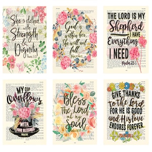 Digital Dowload- 20 Jpegs Floral Bible Page Verse Collage Kit - Vintage ...