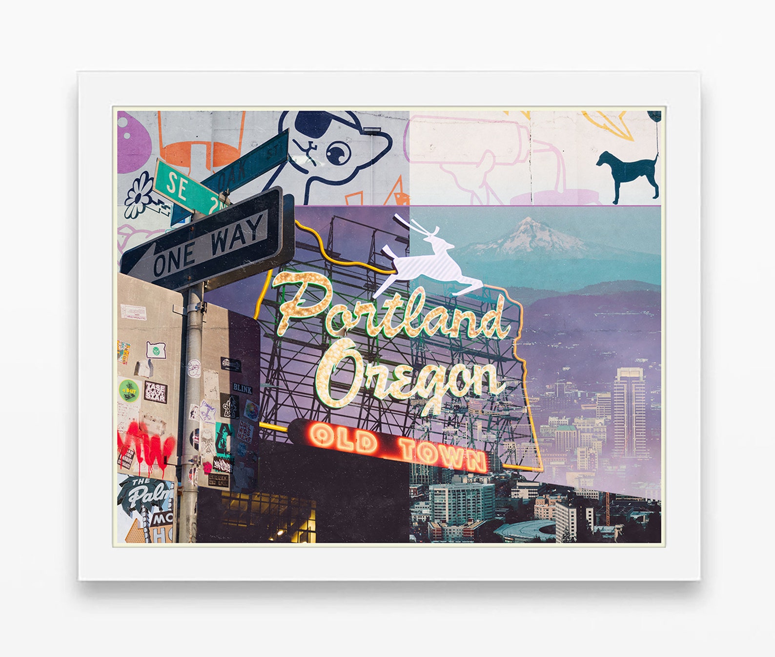 Portland Oregon Collage Urban Skyline Grafitti Art PRINT or CANVAS ...