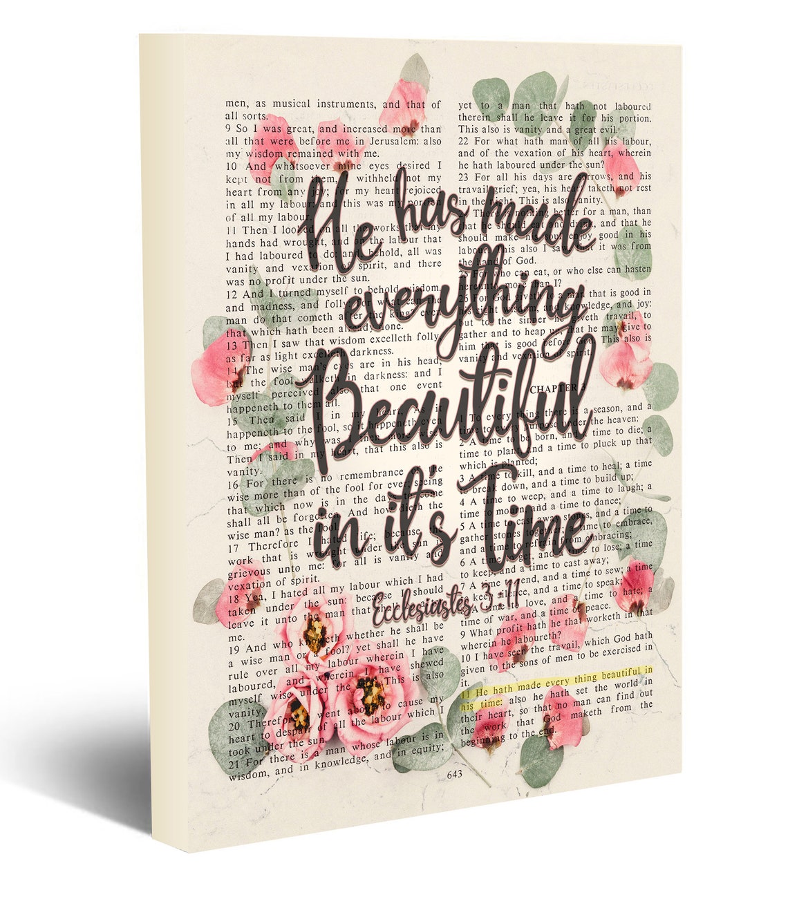 Vintage Bible Page Verse Scripture - He Has Made Everything Beautiful ...