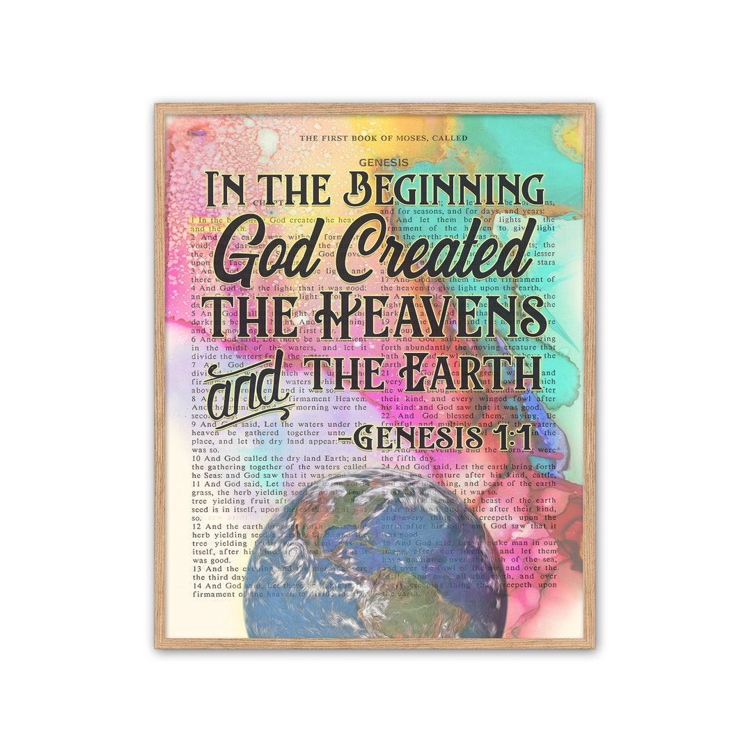 Genesis 1:1 Scripture Art Print or Canvas - Christian Gift - Etsy