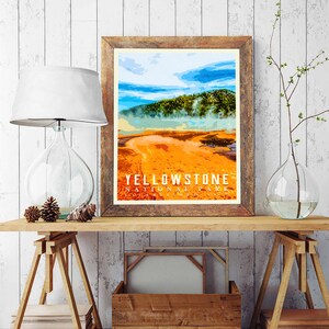 Yellowstone National Park Graphic Illustration Art Print or Canvas ...
