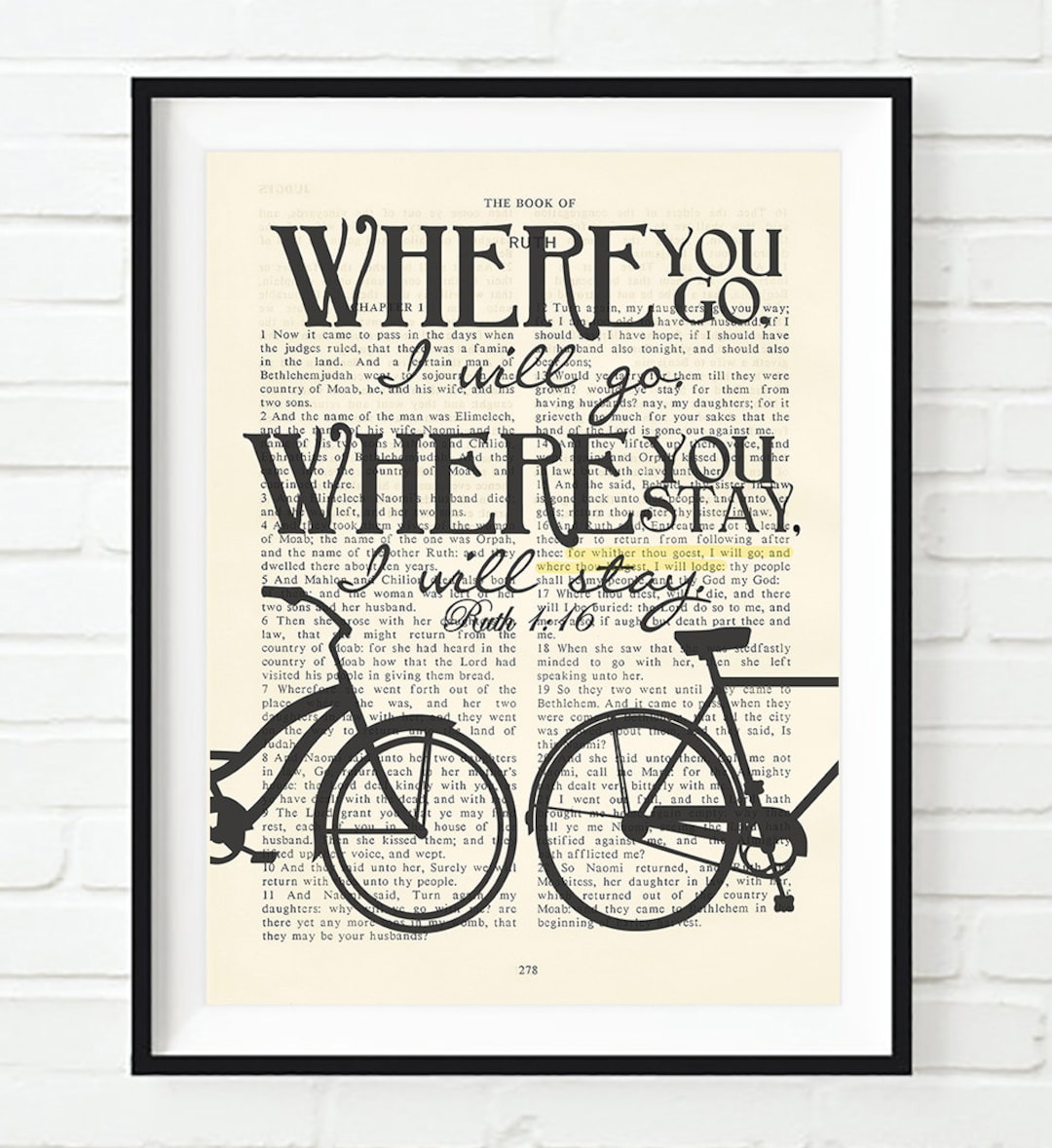 Vintage Bible Page Verse Scripture-where You Go I Will Go Where You ...