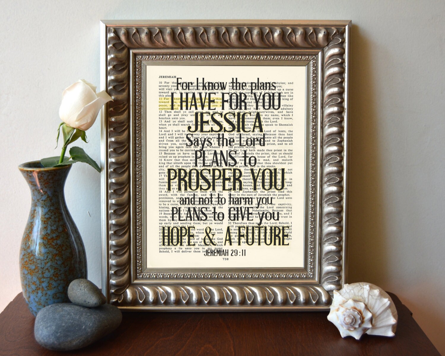 Personalized Vintage Bible Verse Scripture ART PRINT of CANVAS- for I ...