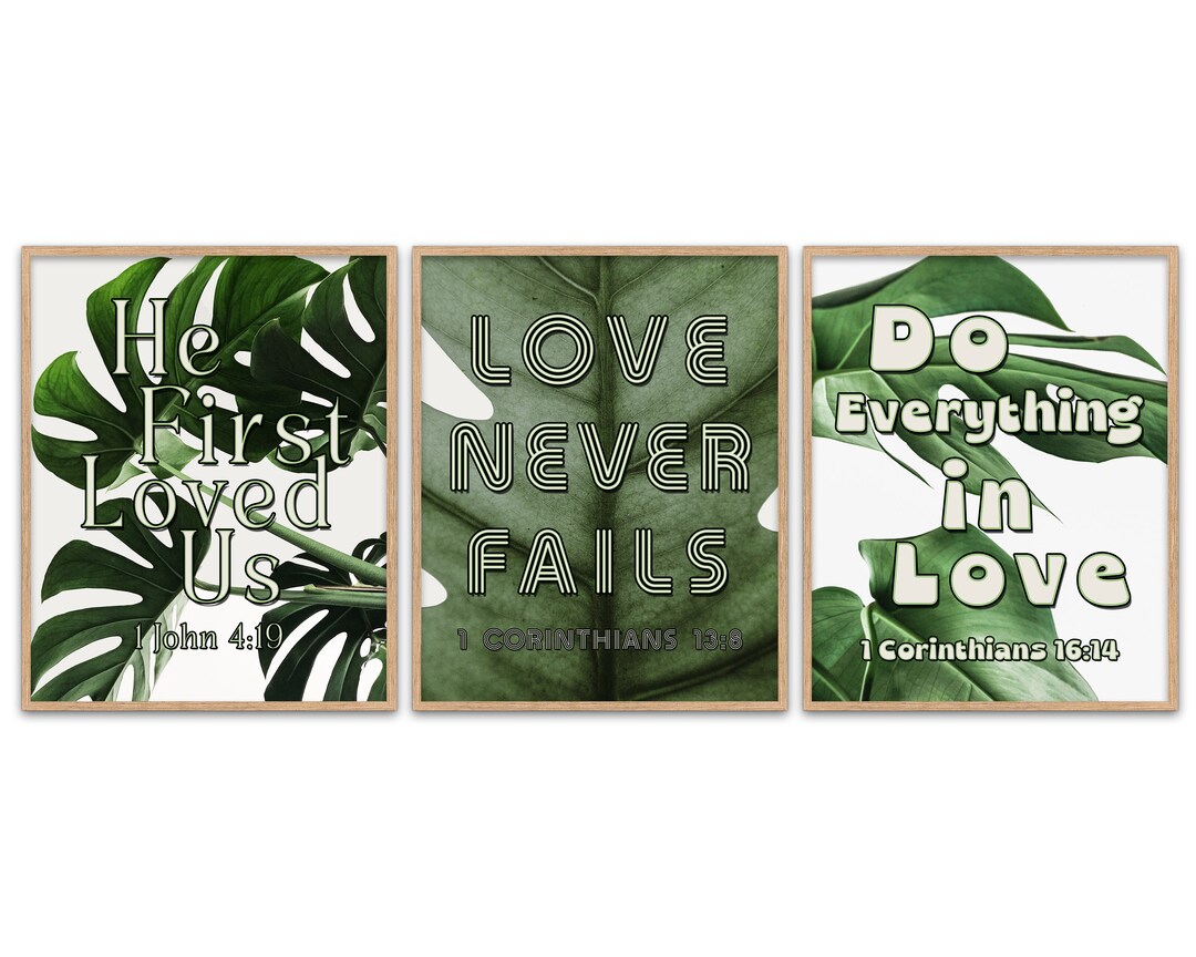 Boho Bible Verse Photography Prints, UNFRAMED, Set of 3, 1 Corinthians ...