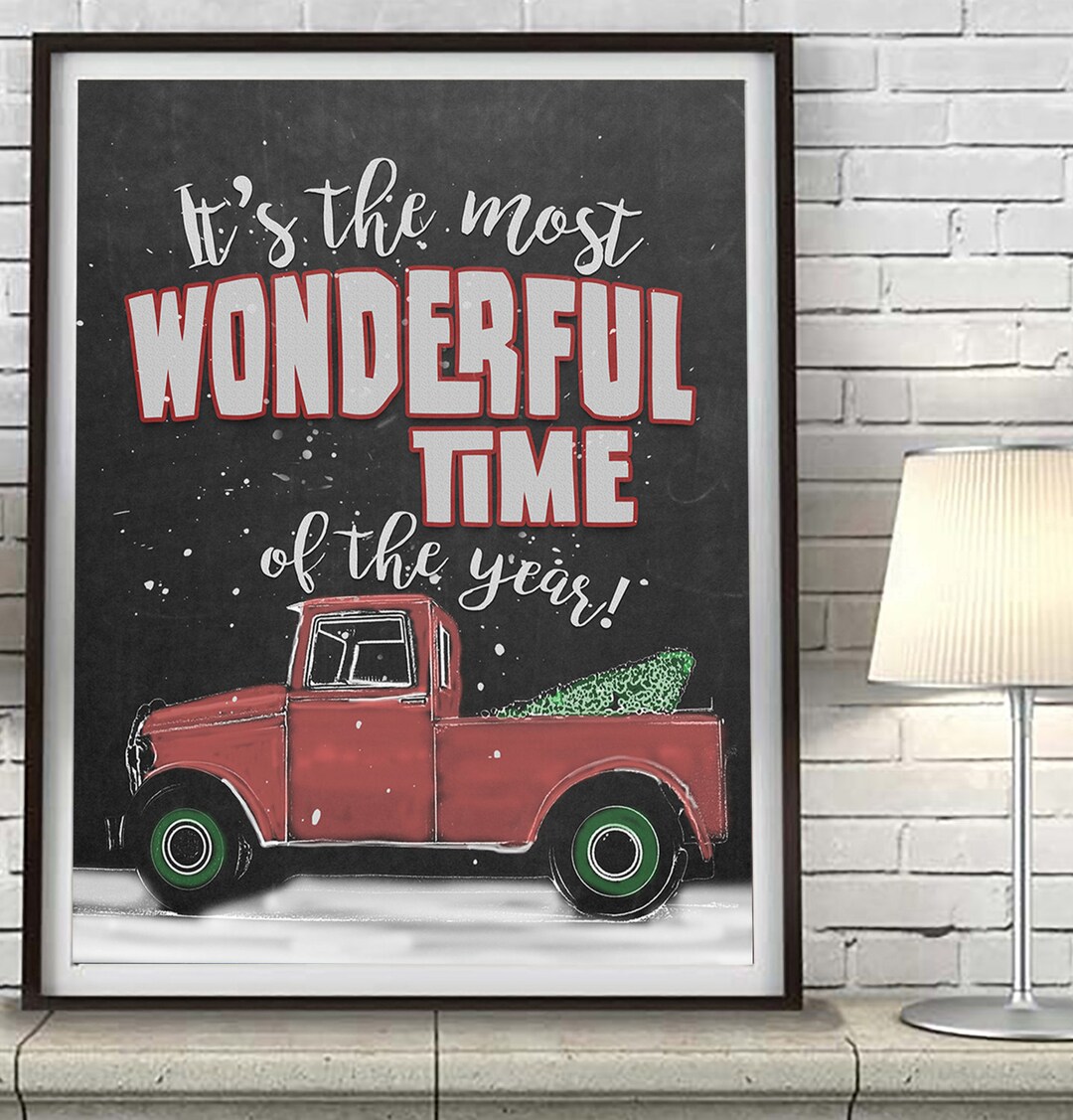 Christmas Truck Art Print: Vintage Holiday Wall Decor - Etsy