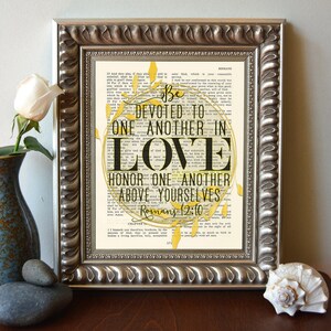Vintage Bible Page Verse Scripture- Be Devoted to One Another in Love ...