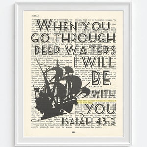 Nautical Bible Verse Favorite Art Prints, Set of 4, UNFRAMED, Vintage ...