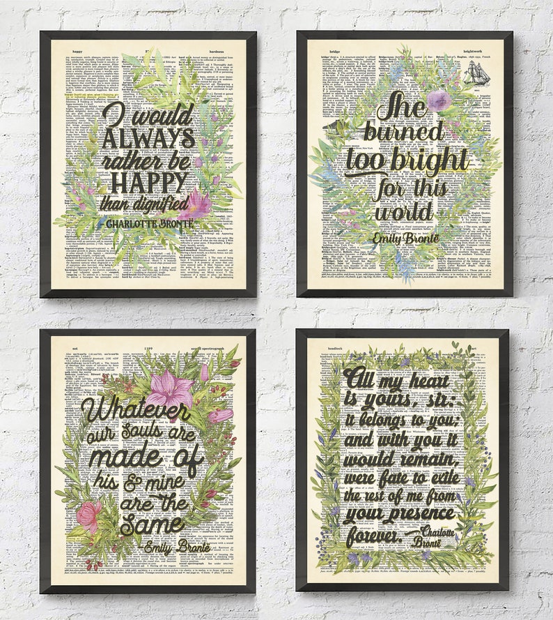 The Bronte Sisters Quote ART PRINTS Set of 4 UNFRAMED - Etsy