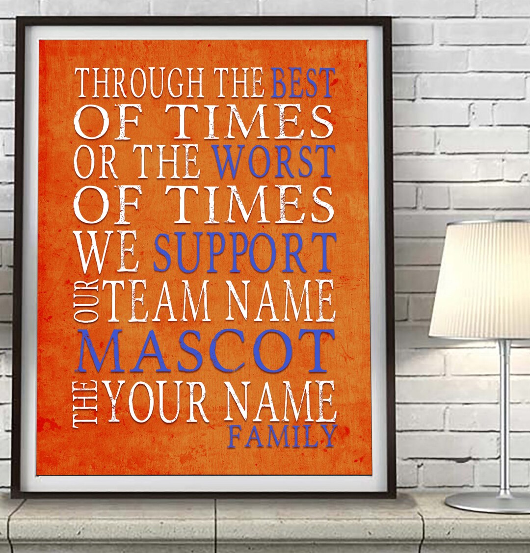 Personalized Sports Team Family Name Art Print (UNFRAMED) - Etsy