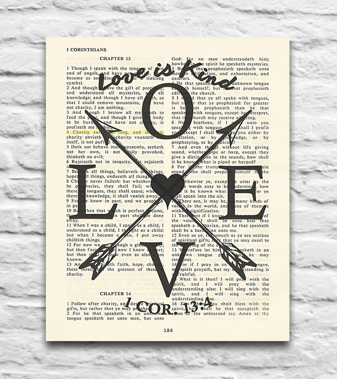 1 Corinthians 13:4 - Love is Kind - Vintage Bible Page Arrows Printable ...