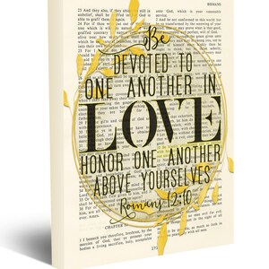 Vintage Bible Page Verse Scripture- Be Devoted to One Another in Love ...