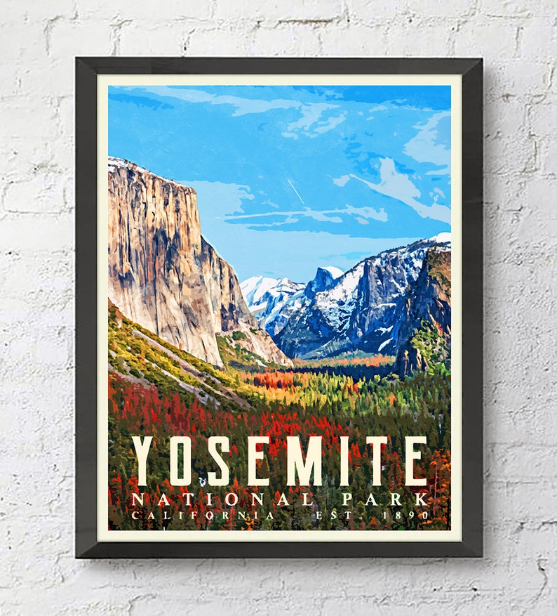 Yosemite National Park California Graphic Illustration Art Print or ...