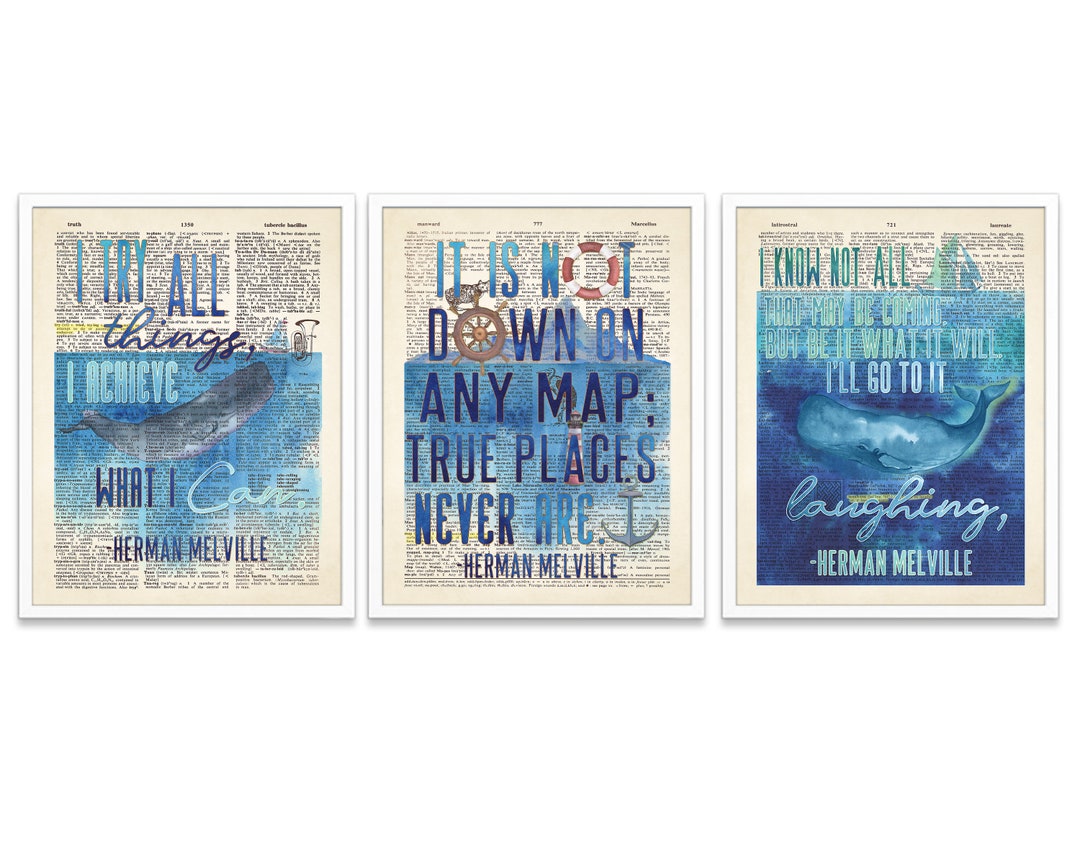 Herman Melville, Moby Dick Quote ART PRINTS, Set of 4, UNFRAMED ...