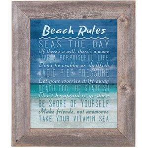 Beach Rules ART PRINT or CANVAS, Unframed, Ocean Sea Coastal Nautical ...