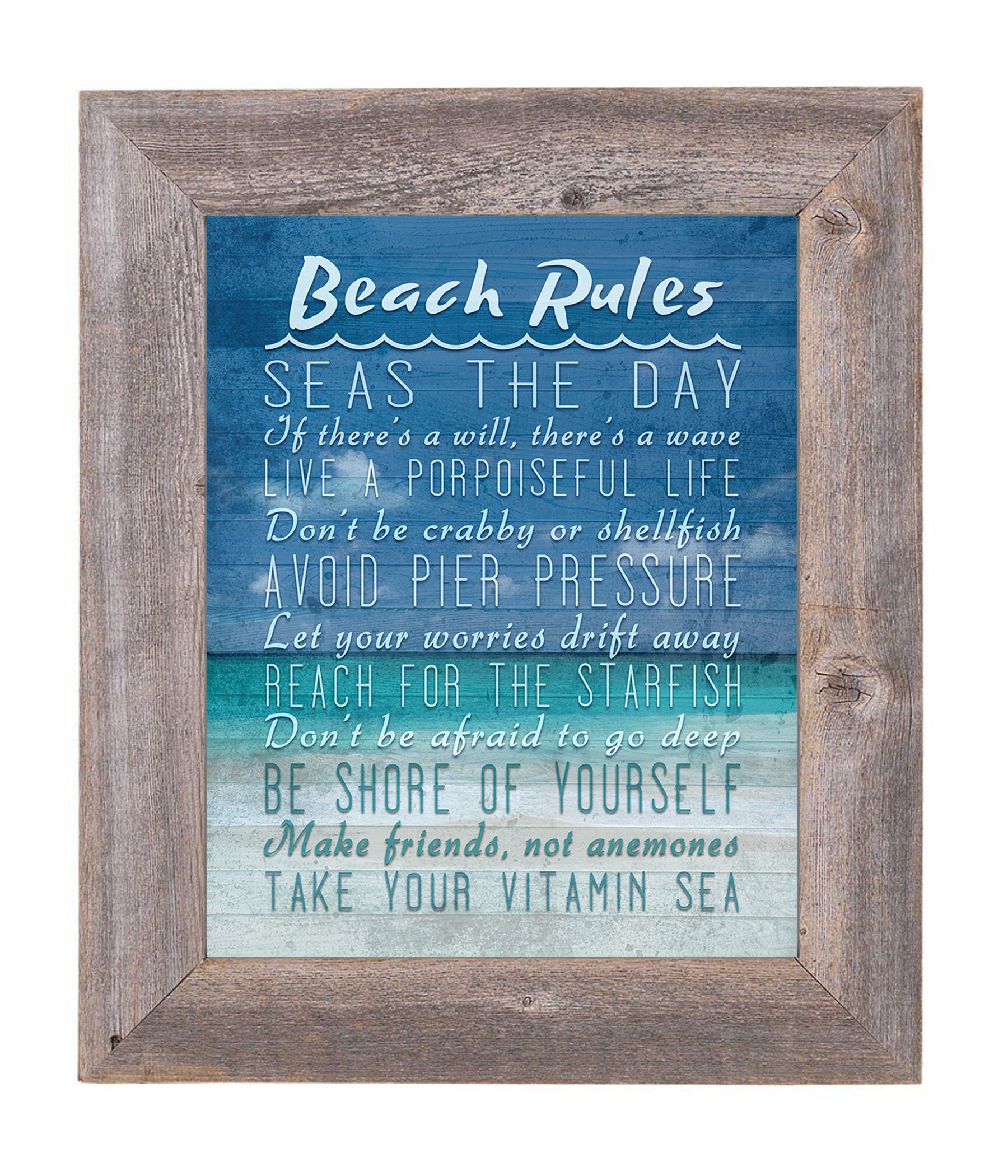 Beach Rules ART PRINT or CANVAS, Unframed, Ocean Sea Coastal Nautical ...