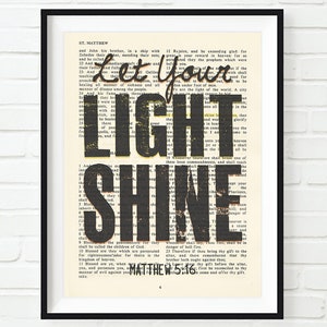 Matthew 5:16 - Let Your Light Shine - Vintage Bible Page Printable ...