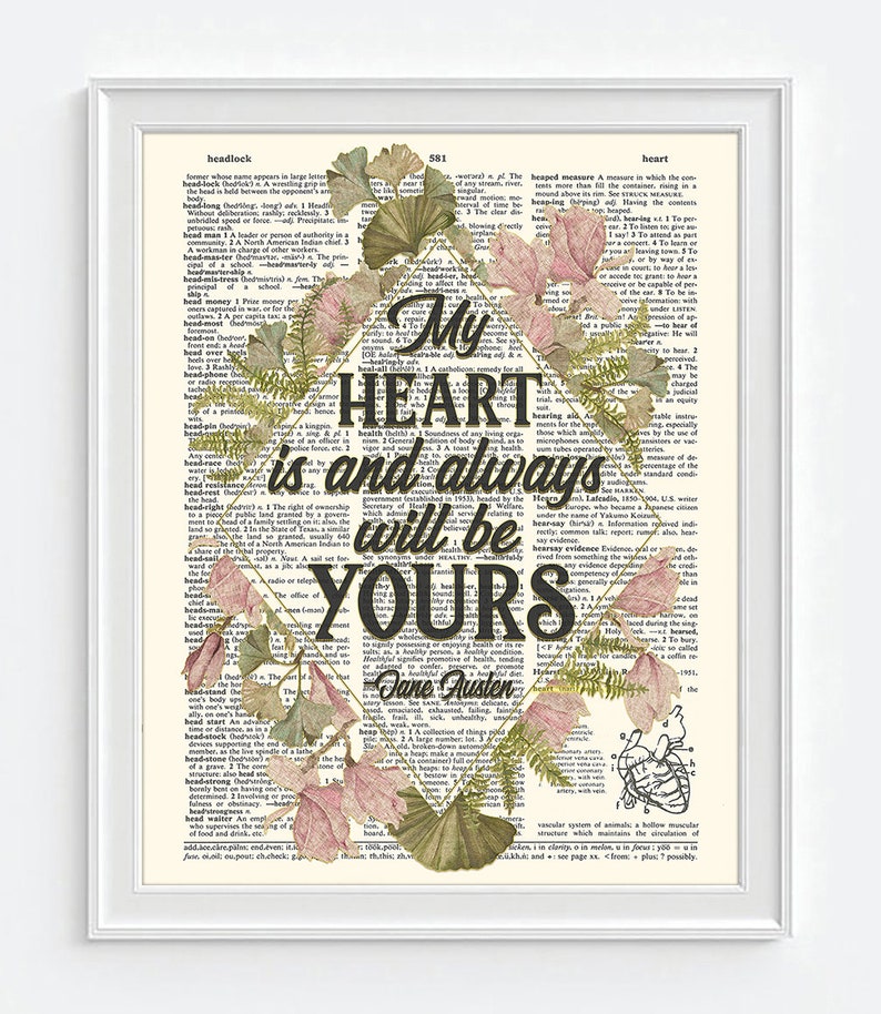 Jane Austen Quotes ART PRINTS, Set of 4, UNFRAMED, Literary Quote ...